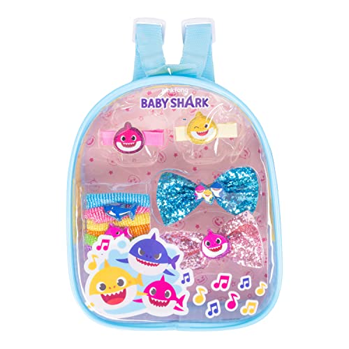 Luv Her Kid's pinkfong Baby Shark Fashioninsta's Backpack -Baby Shark Accessories Set for Girls -Baby Shark Sets - Bow's with Alligator Clips, Hair Ties, Backpack Ages 3+
