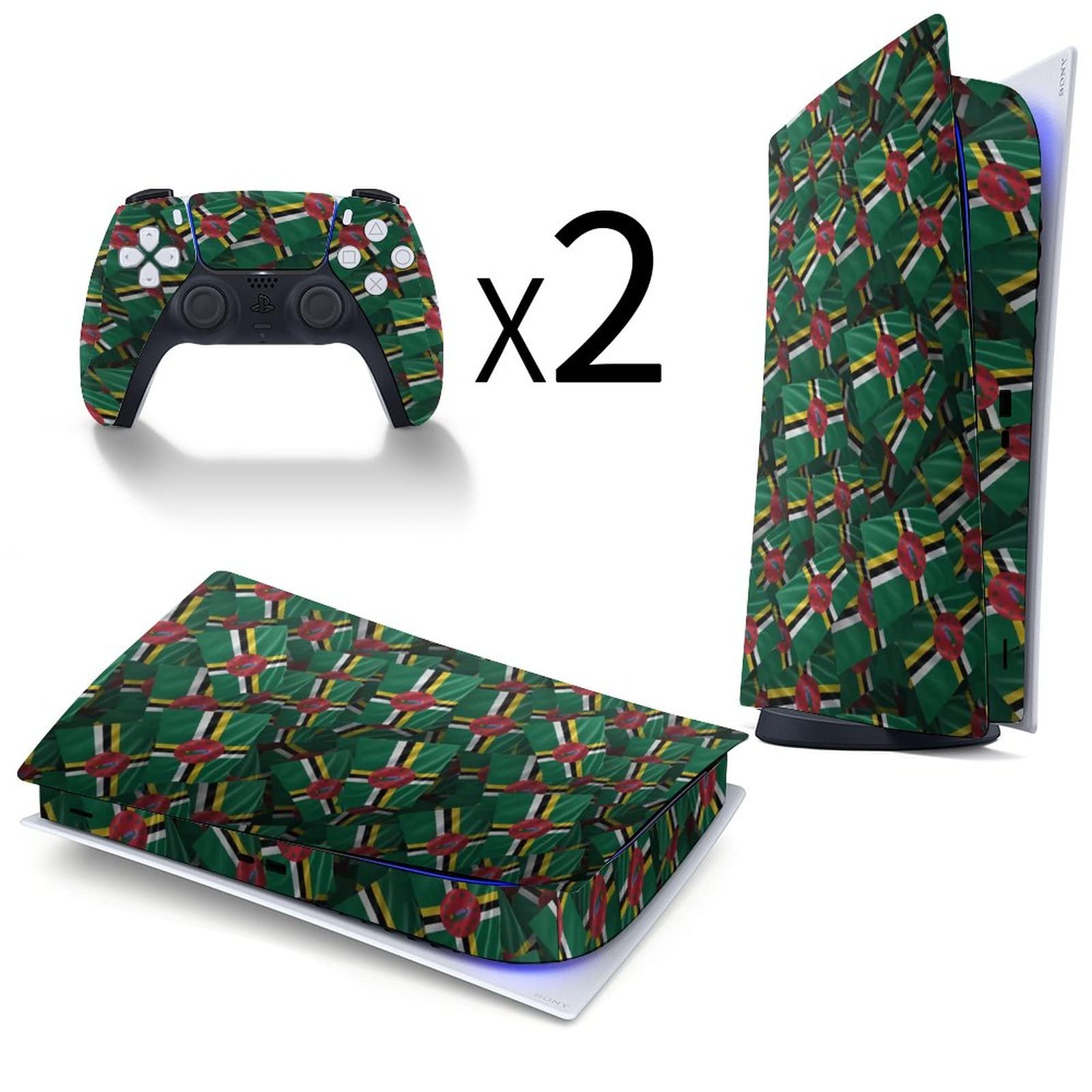 Dominica-Flag Compatible with PS5 Console and Controller Sticker Skin, Durable, Scratch-Resistant, and Bubble-Free (Digital Version)