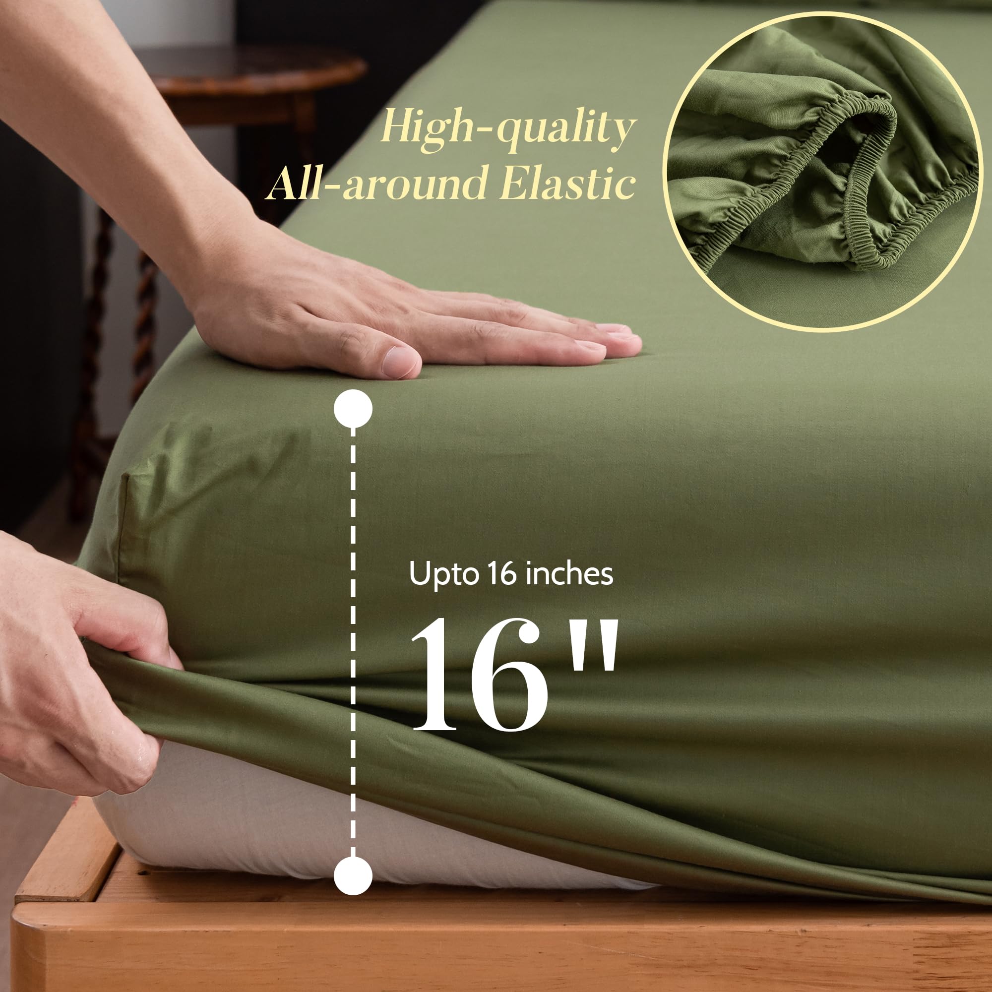 Cosybay Full Size Bed Sheets Set - 4 Piece Bedding - Sage Green, Sheets -Wrinkle Free, Unfadable, Stain Resistant,Extra Soft - Deep Pocket 16 Inch - Easy Fit Fitted Sheet