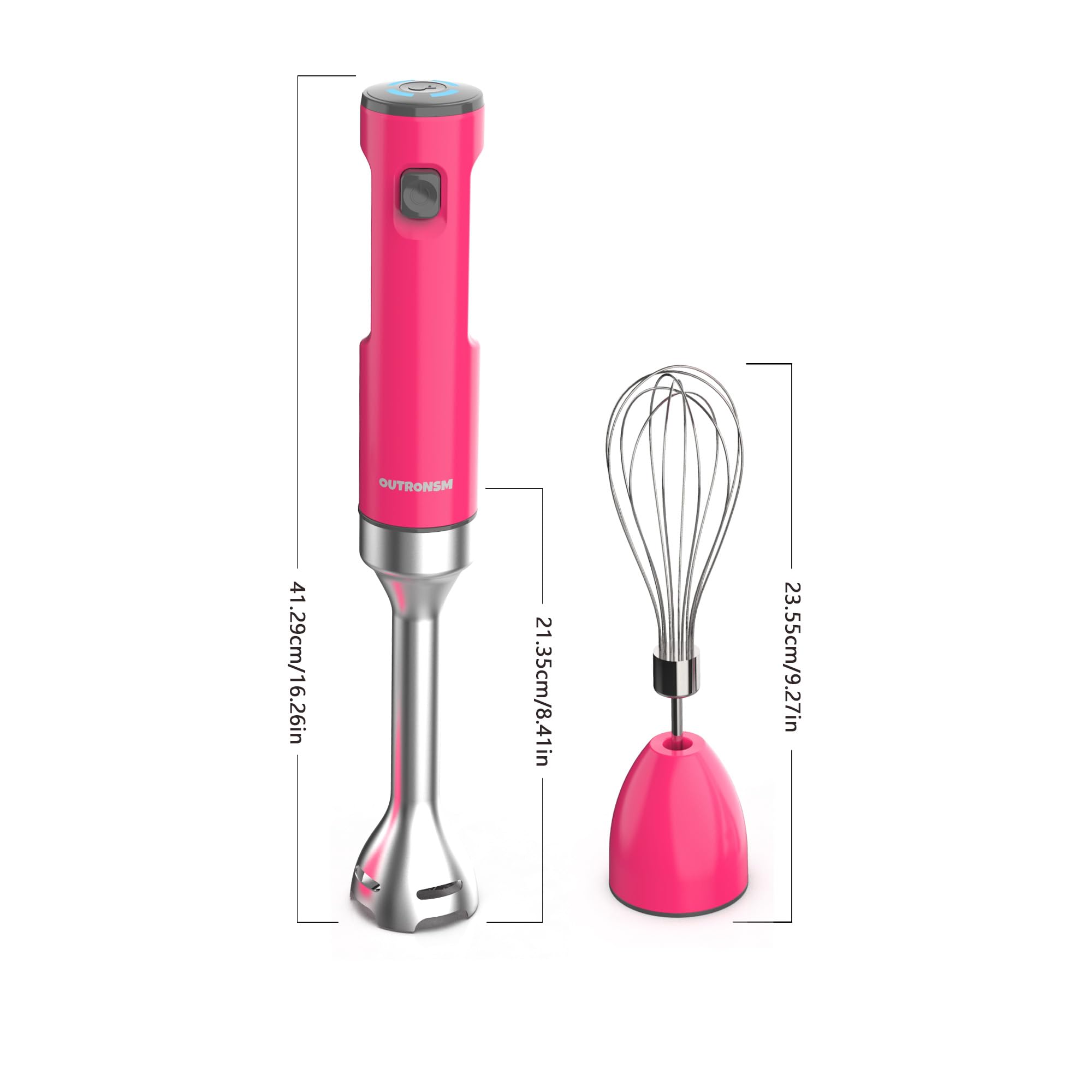 Cordless Hand Blender, OUTRONSM Cordless Immersion Blender Rechargeable, with Charging Cable, Egg Whisk, for Smoothies, Milkshakes, Hummus and Soups β Red