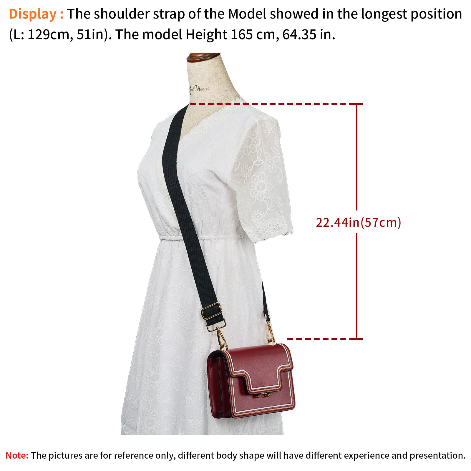 DEVPSISRWide Shoulder Strap Replacement Adjustable Belt Canvas Bag Crossbody Handbag (Black)