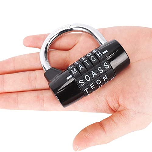 Gym Locker Lock,5 Letter Word Lock,5 Digit Combination Lock,Safety Padlock for School Gym Locker,Sports Locker,Fence,Toolbox,Case,Hasp Storage (Black)