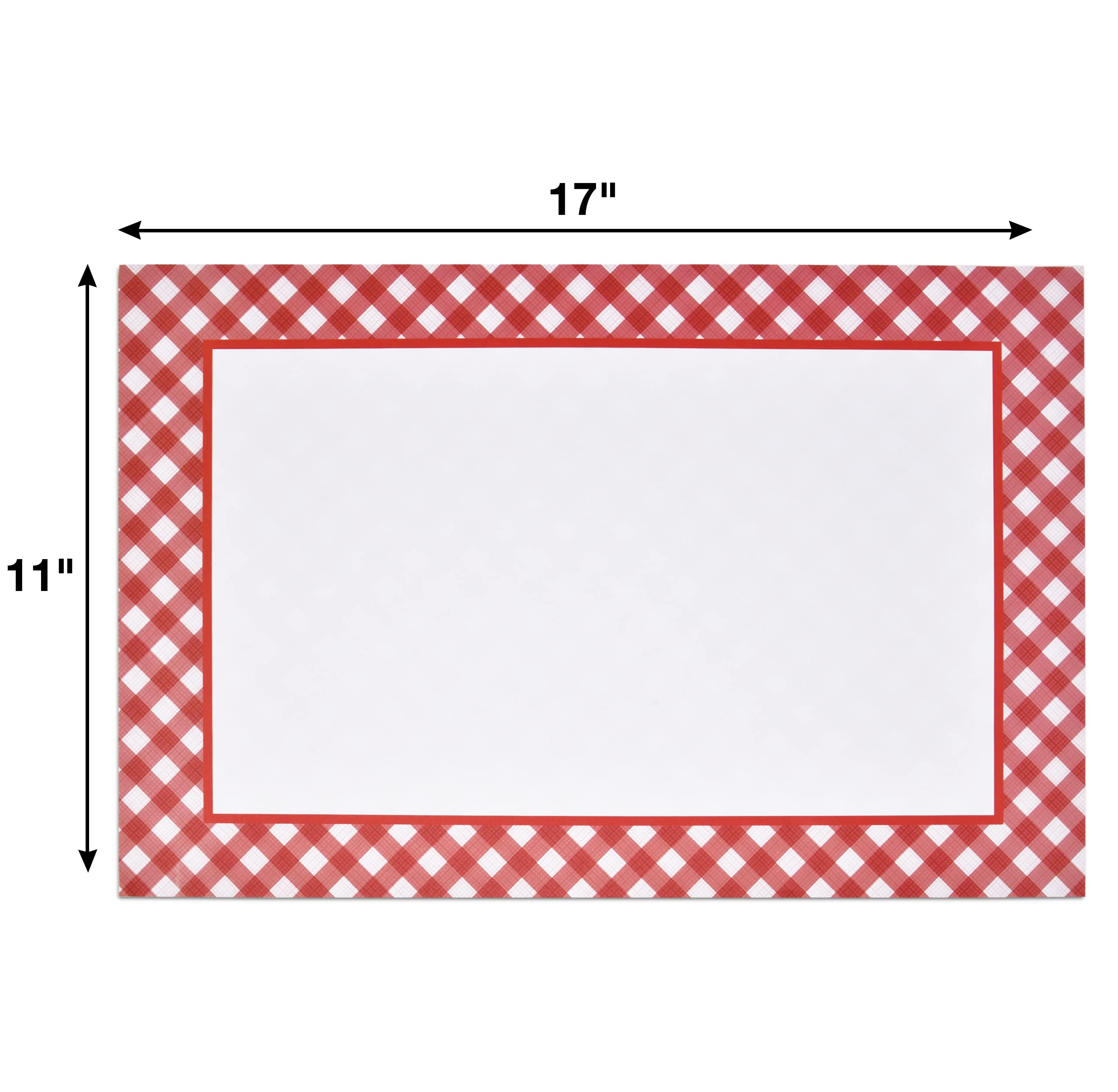 Disposable Red Gingham Paper Place Mats 50 Pack 11”x 17” Summer Checkered Picnic BBQ Table Mat Charger Place Mat for Baby Shower Wedding Birthday Tea Party Dinner Table Setting Decorations 2 Sided