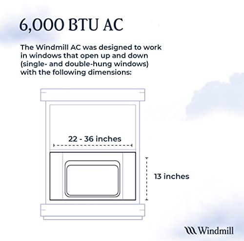 Windmill Air Conditioner Smart Home AC Unit - Easy to Install, Quiet, and Energy Efficient - Side Insulation - Auto-Dimming LED Display - App and Voice-Enabled - 6000 BTU - Designed in the USA