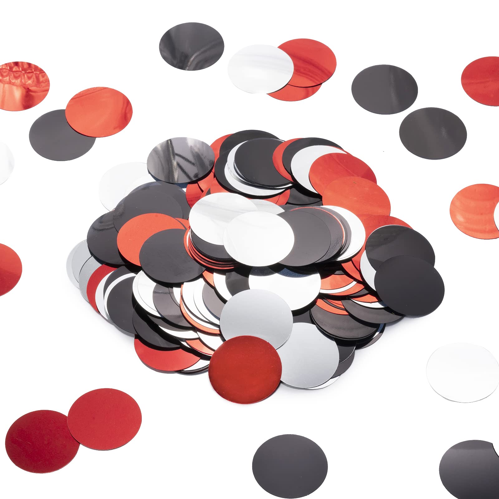 Red Black Silver Table Confetti Party Decorations Metallic Circle Dot Confetti, 1.2 Inch, 300pcs
