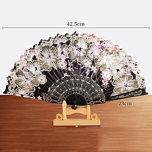 Folding Fan Vintage Pattern Chinese Style Hand Held Fans Silk Plastic Folding Fans Summer Wedding Party Fan Elegant Pattern Pocket Gift (8) (9)
