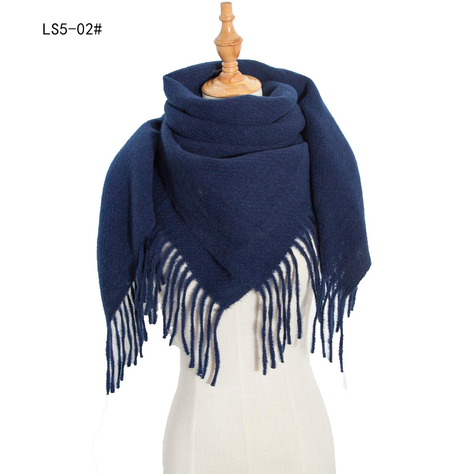 Fashion Solid Color Tassel Scarf for Women Winter Warm Soft Pashmina Shawl Long Wrap Scarves (B, One Size)