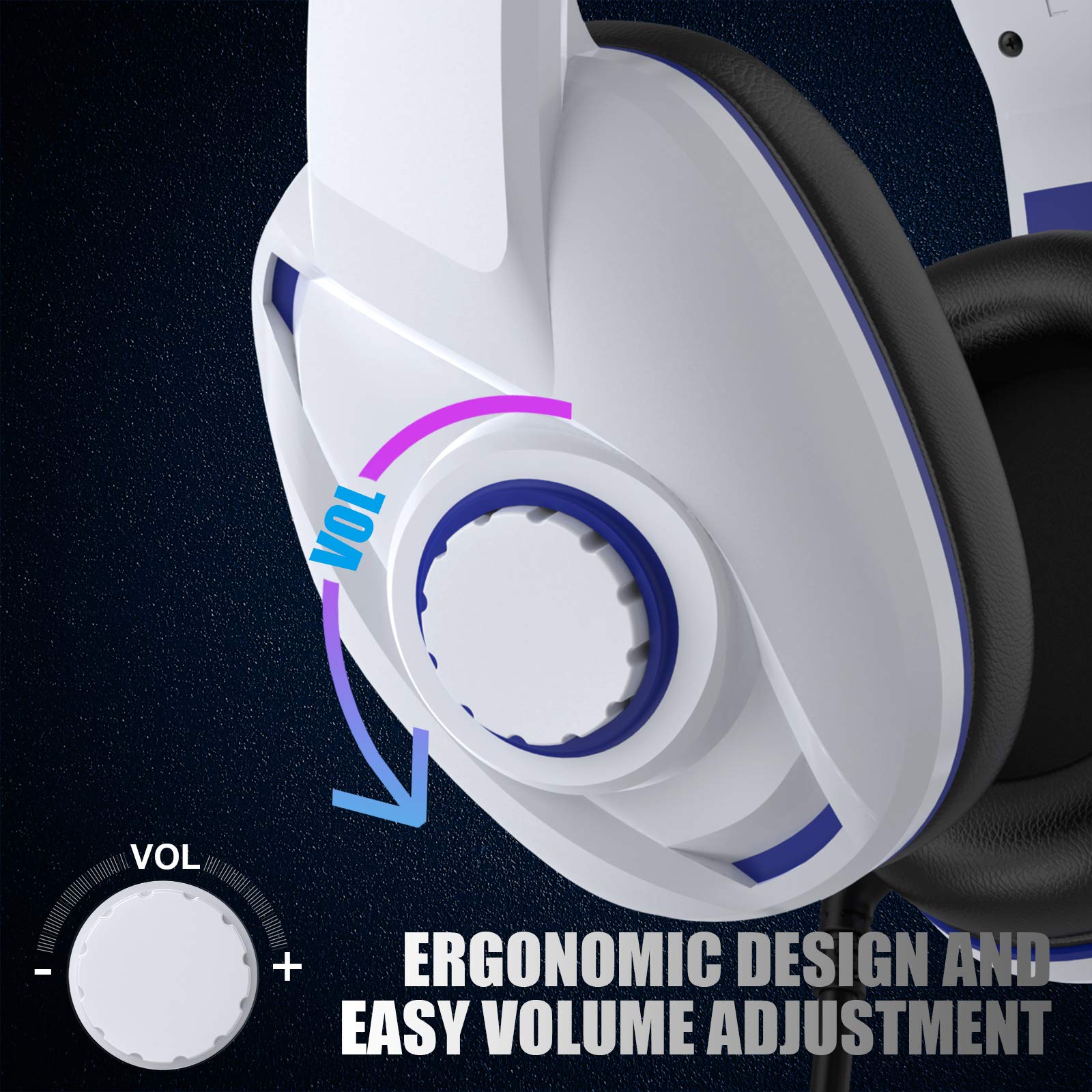 Diswoe PS5 Headset, Gaming Headset 3.5mm Wired Over-Head Stereo Headphone with Mic Microphone Volume Control for PS4 PS5 PC Tablet Laptop Smartphone Xbox One