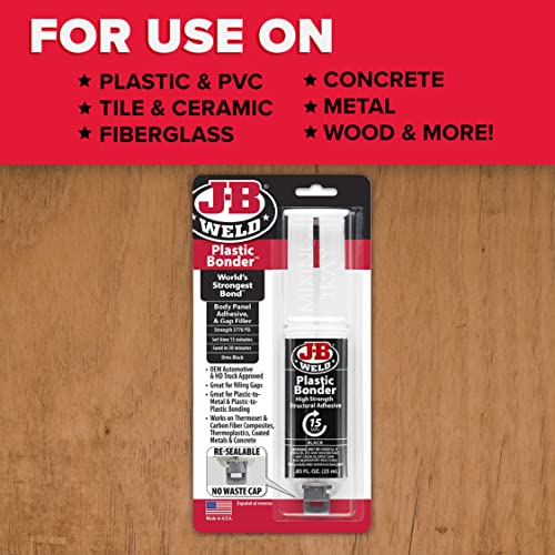 J-B Weld 50139 Plastic Bonder Body Panel Adhesive and Gap Filler Syringe - Black - 25 ml