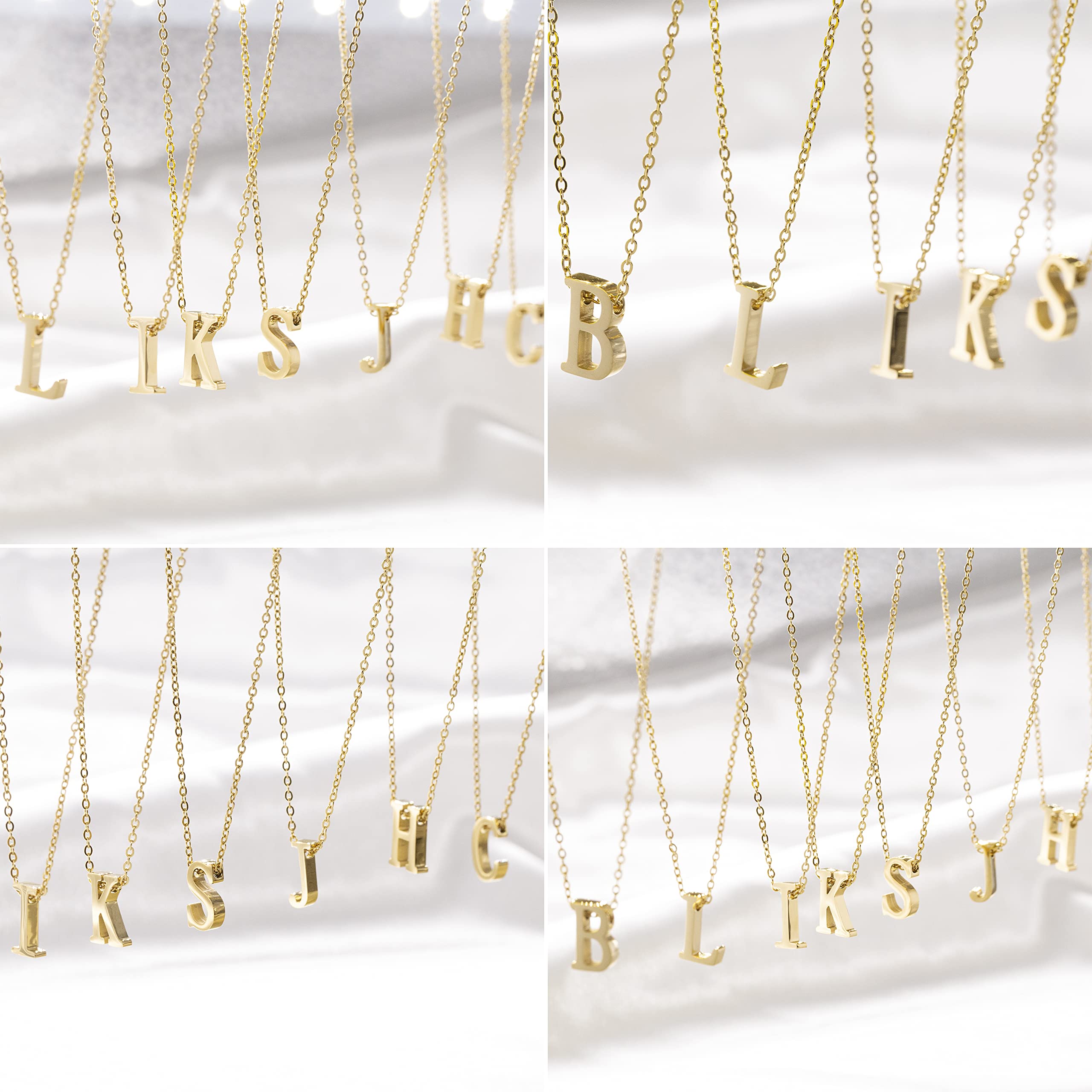 ELBLUVF Stainless Steel 18K Gold Plated Personalized Letter Dainty Initial Necklace Jewelry for Women (K)