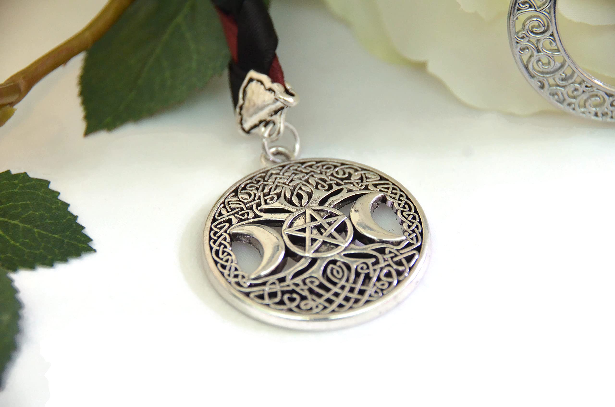 Divinity Braid Black Burgundy Triple Moon Goddess Wedding Handfasting Cord #Wedding#DivinityBraid #Celtic #Handfasting #Wedding #Pagan #HandfastingCord, HF-020
