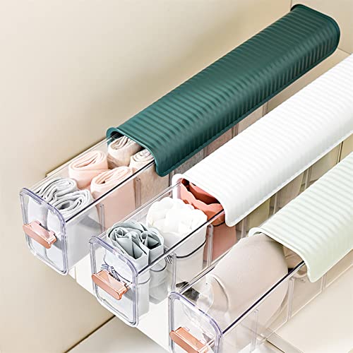 LIUGOU Socks Underwear Wall Mount Drawer Organizer, Switchable 6 Cell Drawer Acrylic Organizers Self-Adhesive Anti Dust Storage Boxes for Clothes Socks Lingerie Underwear Ties