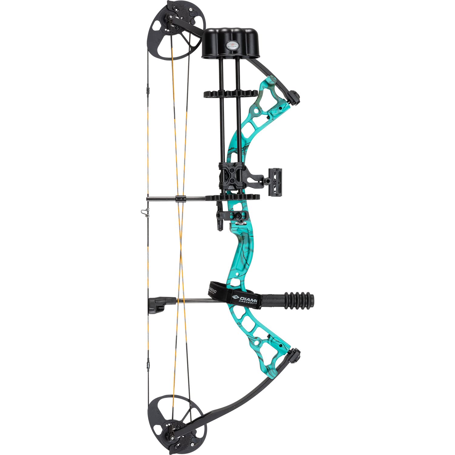 DIAMOND ARCHERY Infinite 305 Adjustable Fully Accessorized Hunting Compound Bow - 7-70 LBS Draw Weight, 19"-31" Draw Length, 305 FPS, Left Hand, Teal Country Root