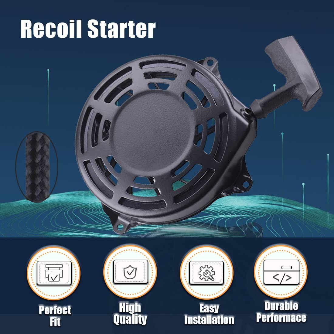 Earlyred 497680 Recoil Pull Start Compatible with BS Starter Assembly 6.75 Motor Oregon 31-068 Rotary 12368 Black Lawn Mower Parts