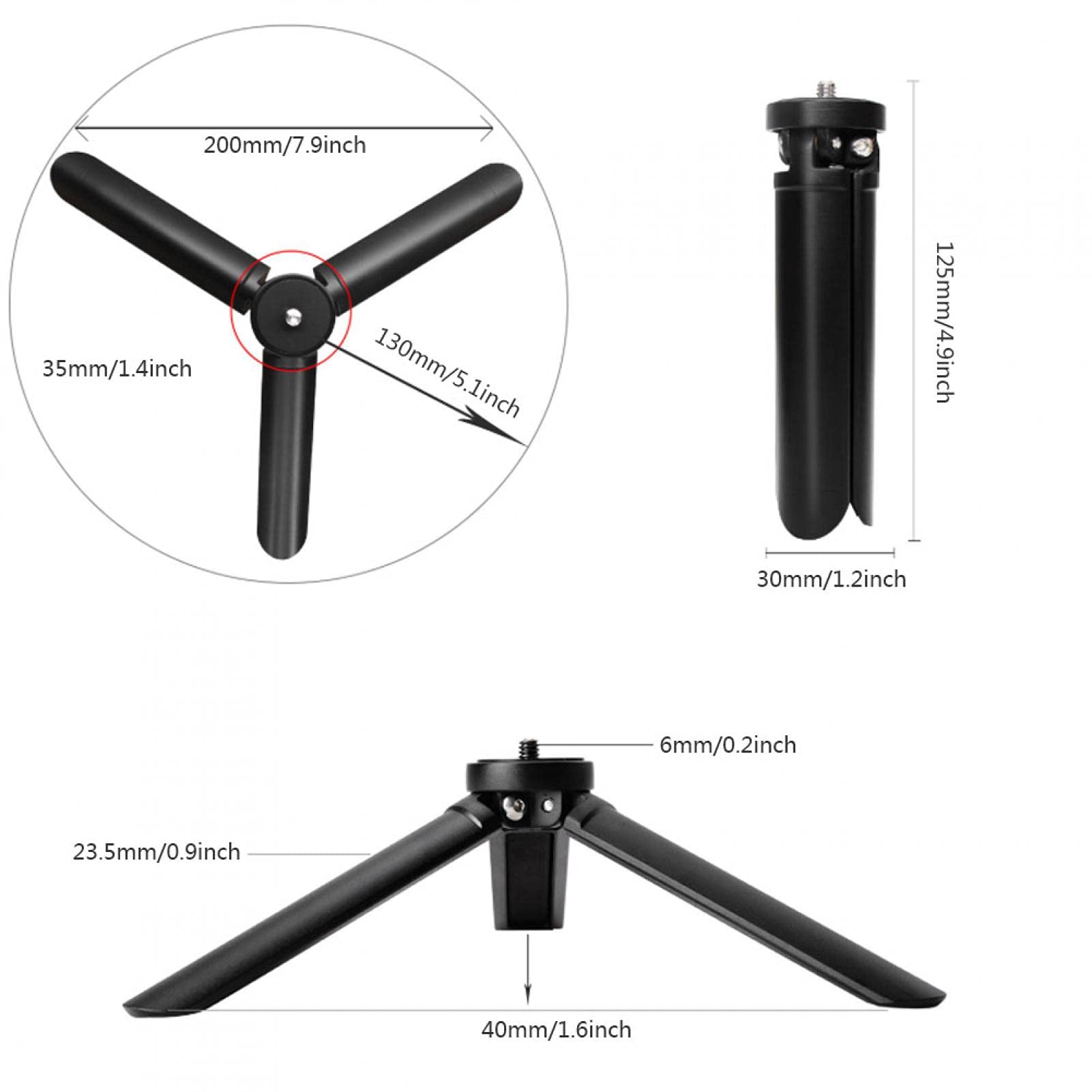 Desktop Tripod, Lightweight Non Slip Portable Action Camera Stand with 1/4" Screws for Outdoor Shooting for Cameras