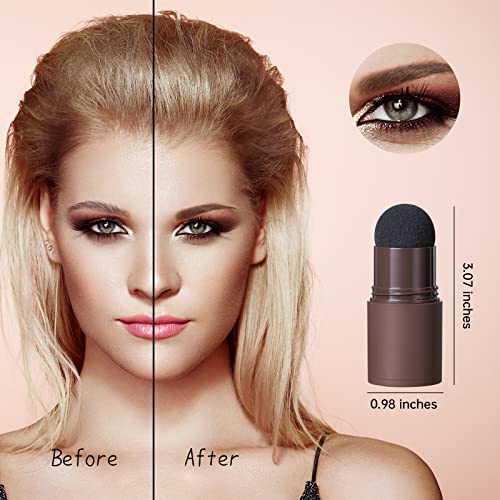 Eyebrow Stencil Kit, One Step Brow Powder Stamp Makeup with 10 Reusable Eyebrow Stencils&2 Eyebrow Pen Brushes, Professional Waterproof Brow Powder Stamp (Dark Brown)