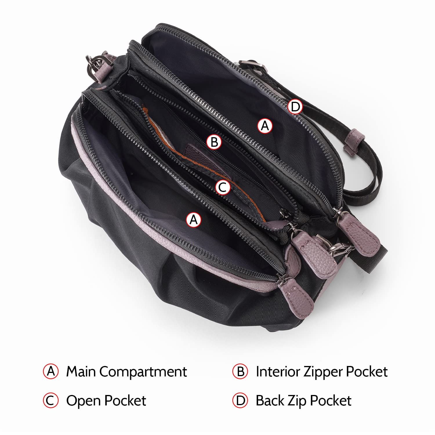 FOXLOVER Crossbody Bags for Women Waterproof Nylon Shoulder Purse Small Satchel Bag (Black)