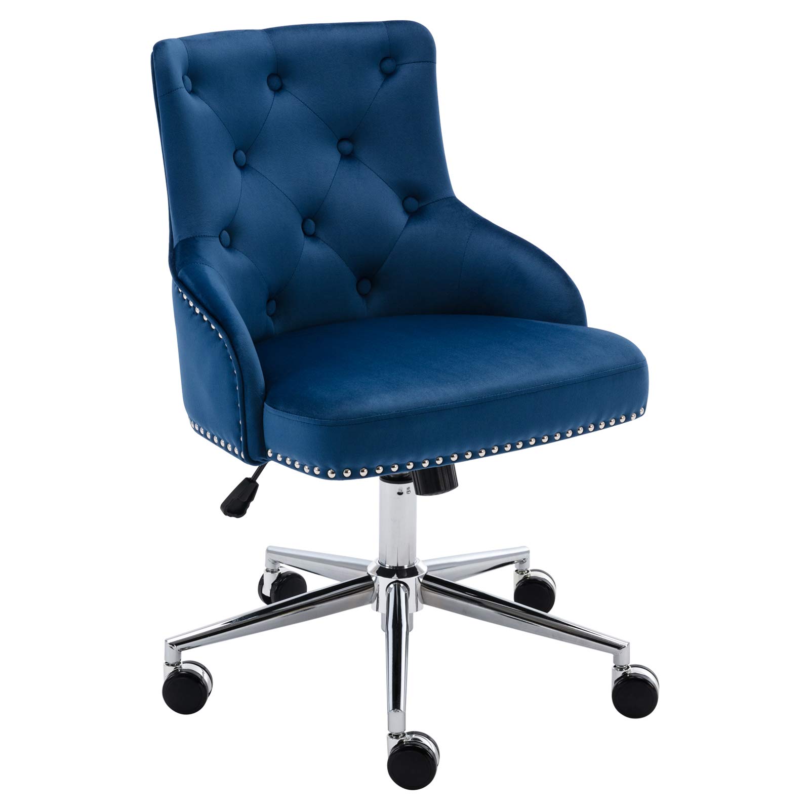 DMF Velvet Bar Stools Chairs with High Back Arms, Height Adjustable in Kitchen Dining Counter Room Fabric Barstools (1201-Sliver Base, Navy Blue)