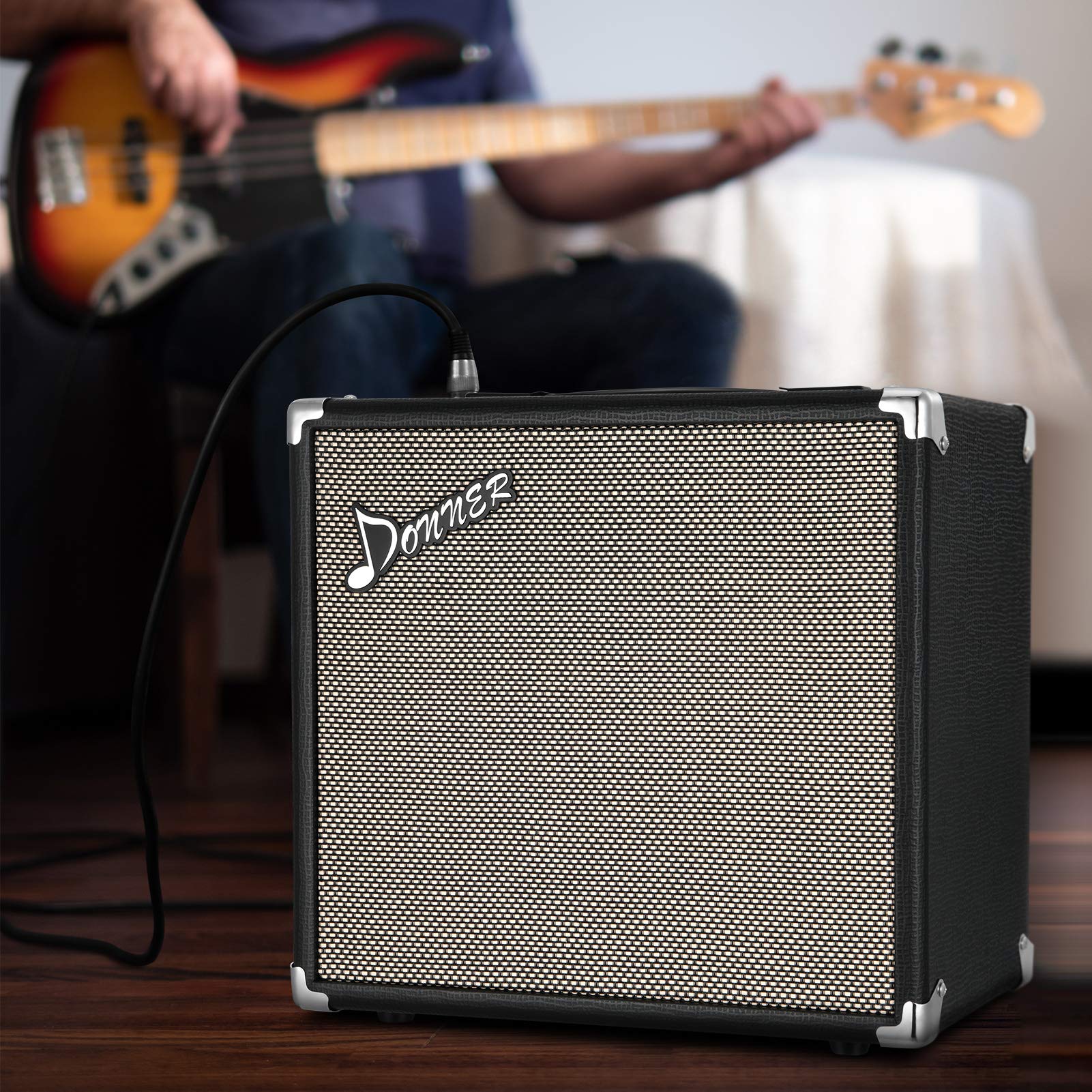 Donner Bass Guitar Amp 30W Electric Bass Combo Amplifier DBA-30 & Donner Guitar Cable 10 ft 2 Pack