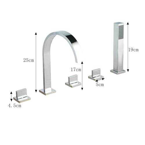 ItoNc Brass Five-piece Bathtub Faucet 5 hole Separated Split Bath Tub Hot and Cold Water Mixer Tap with Handheld Shower,Kitchen faucets, zq102612