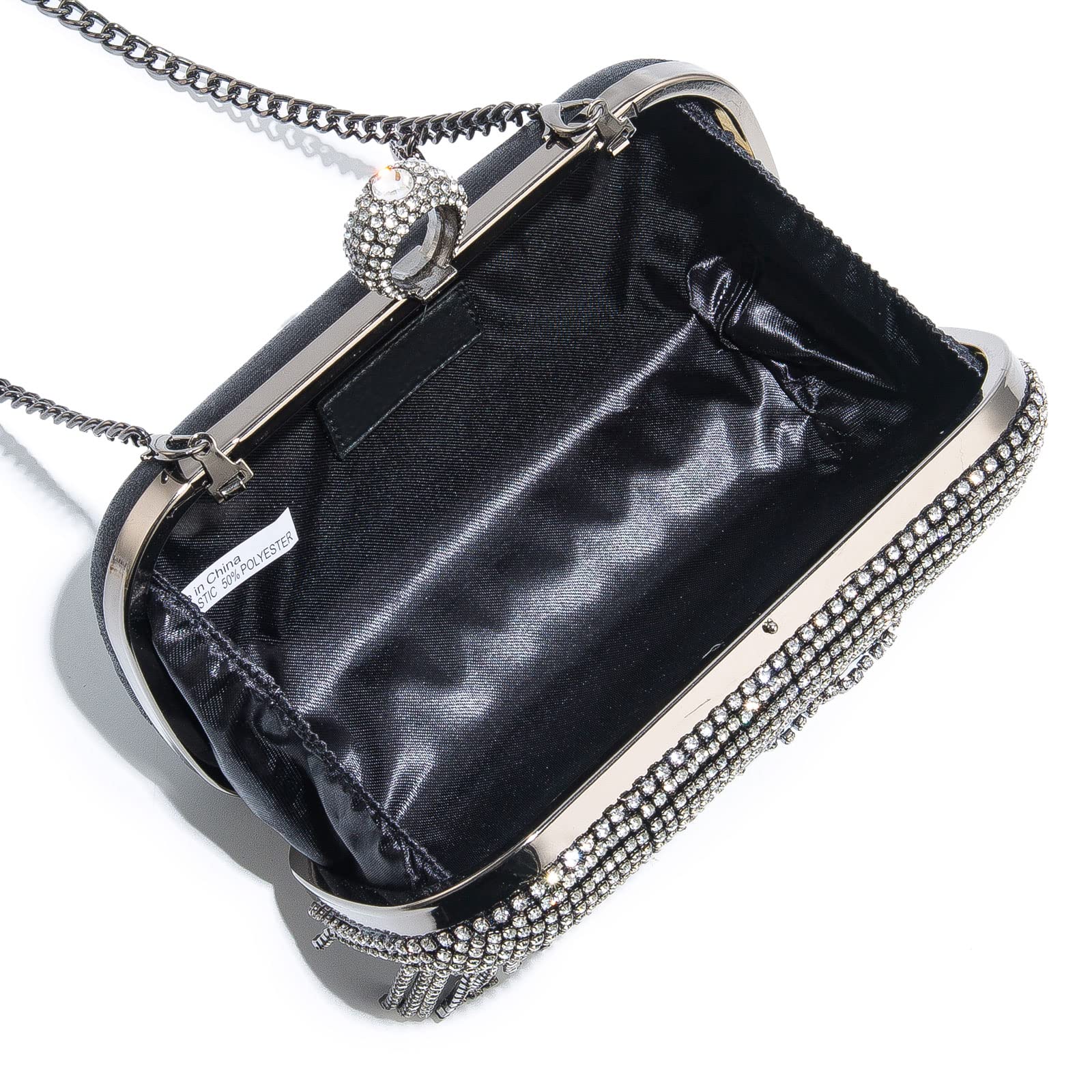 Diamond Clutch Evening Bag for Women, Diamond-encrusted Clutch Handbag for Dinner Party Wedding iPhone Black, Silver