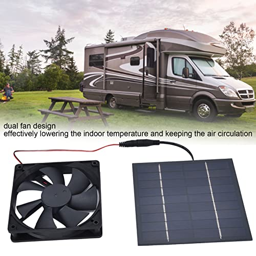 Hilitand Solar Powered Exhaust Fan 10W Solar Panel 10W Dual Fans Waterproof Protection Net Outdoor Indoor Solar Panel with Powered Exhaust Fan