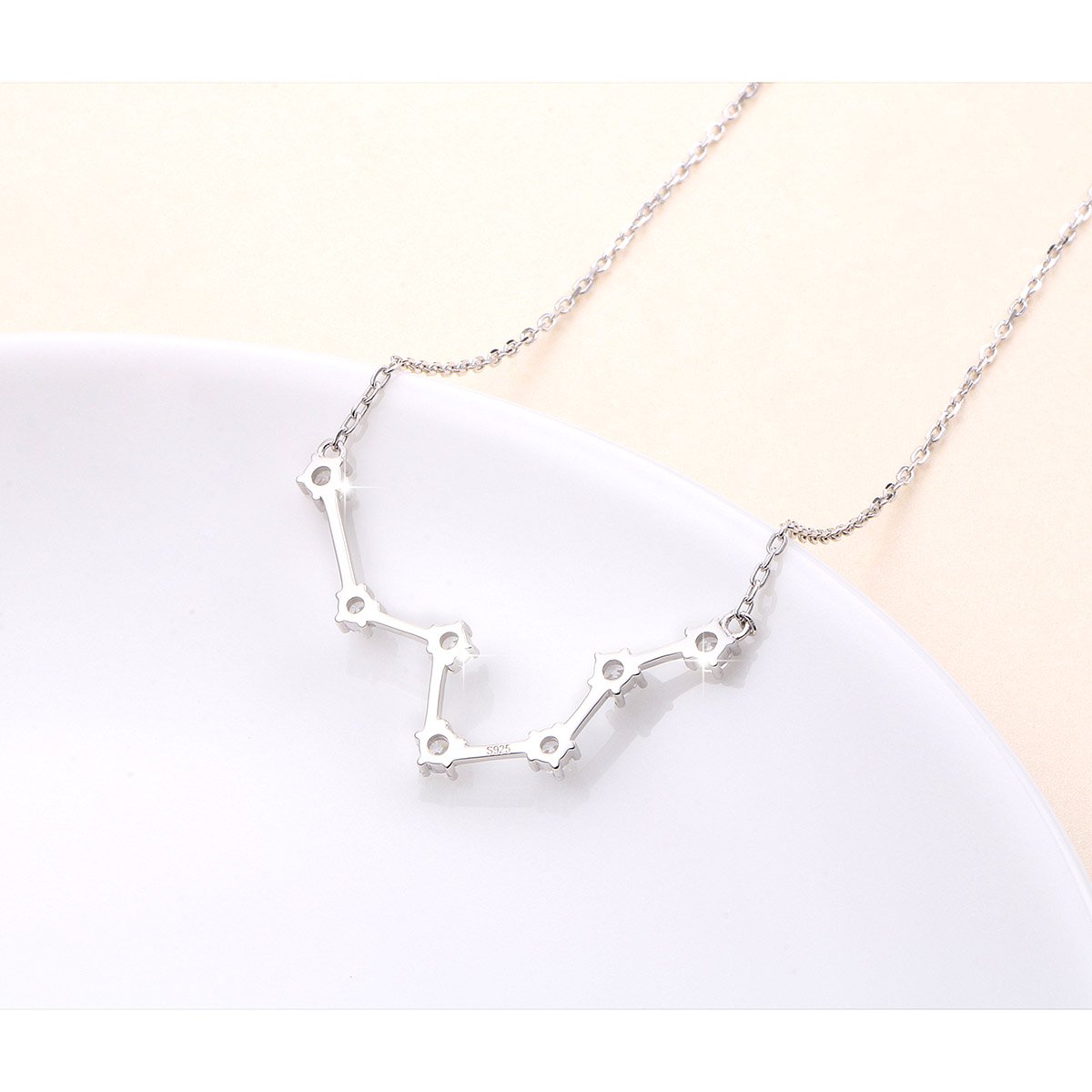 Constellation Necklace 925 Sterling Silver CZ Horoscope Zodiac Constellation Pisces Pendant Necklace for Women,18"