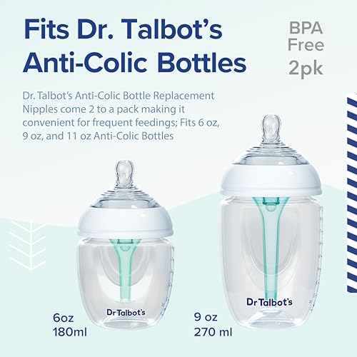 Dr. Talbot's Anti-Colic Bottle Replacement Nipples, Preemie Flow, 2 Pack