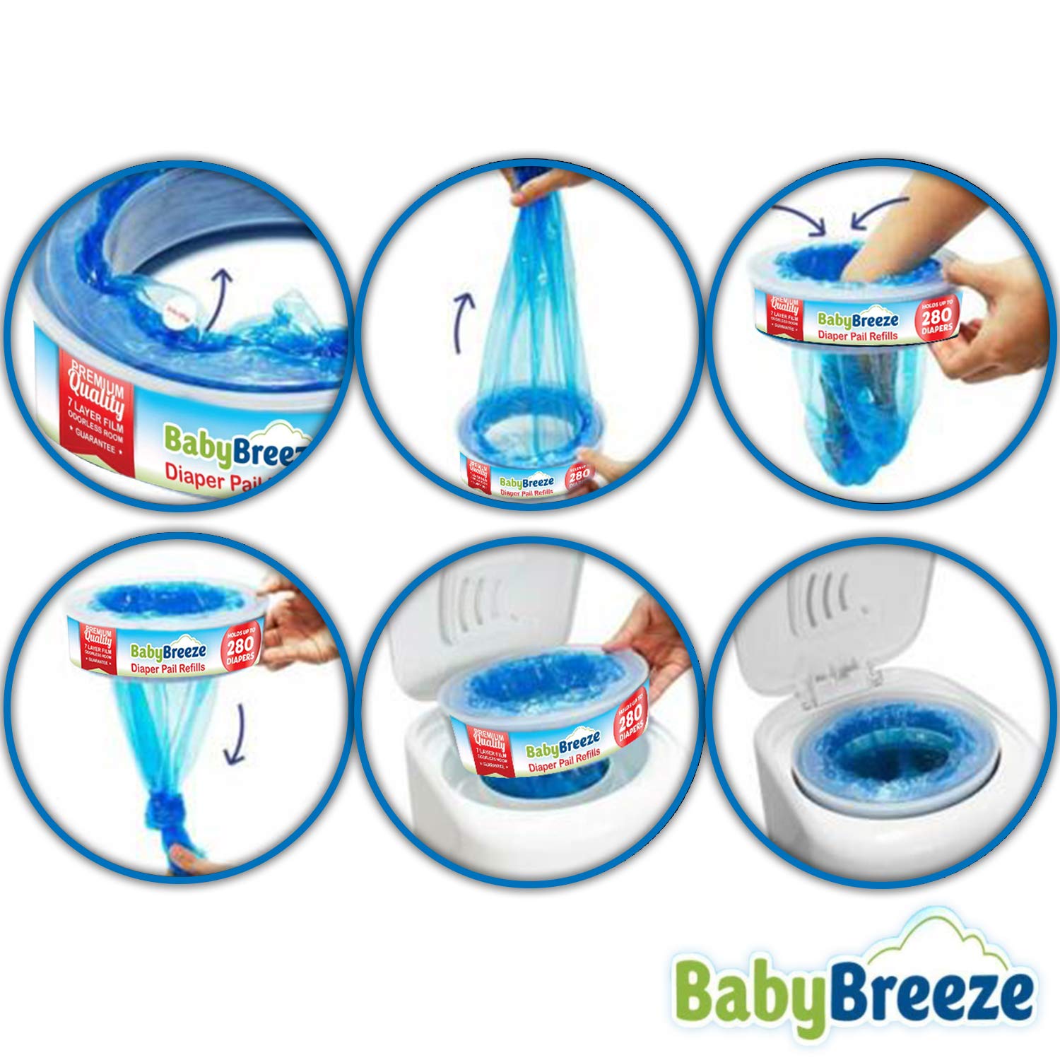 Diaper Pail Refill Bags Compatible with Playtex Diaper Genie Diaper Disposal System - 560 Count (2 Pack) – by BabyBreeze