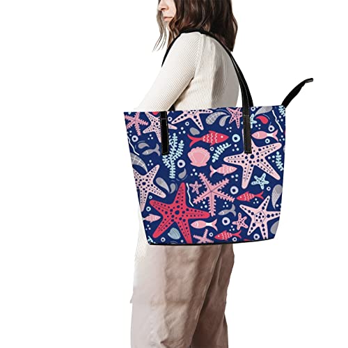 Fashionable women's handbag tote bag, Marine Positive Topicprinted shoulder bag is light and durable