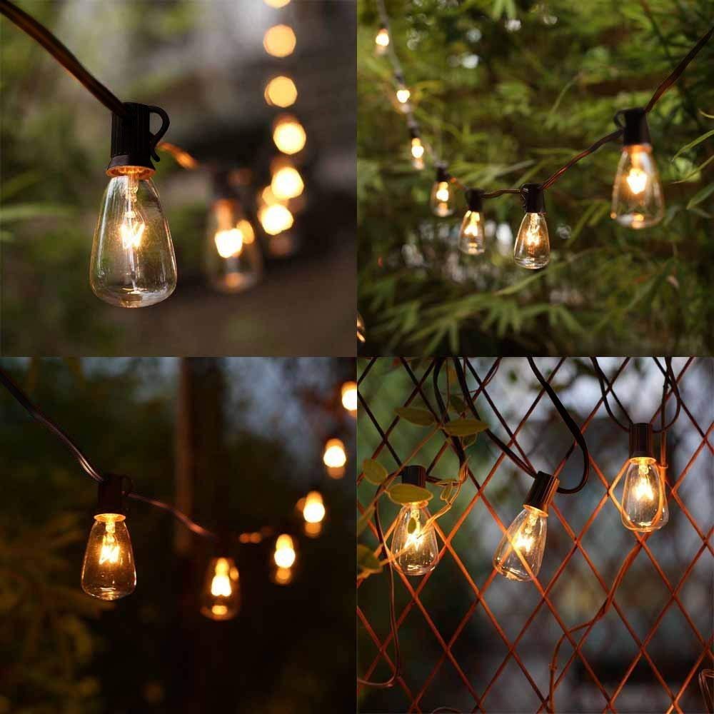 Couah ST38 LED Outdoor String Lights,30FT LED Outdoor Patio String Lights with 16 Edison Bulbs Outdoor Lights Weatherproof Hanging Edison Lights for Backyard Party Wedding Garden Black Wire