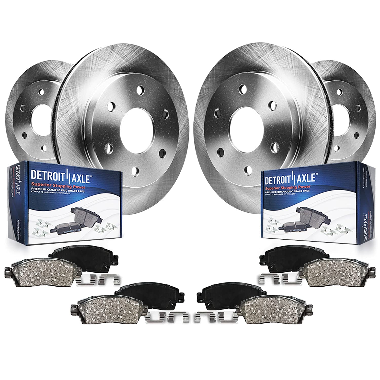 Detroit Axle - 4WD Brake Kit for 04-08 Ford F-150 Lincoln Mark LT Disc Brake Rotors 2004 2005 2006 2007 2008 Ceramic Brakes Pads Front and Rear Replacement 6-Lug
