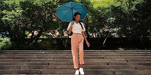 Weatherman Travel Umbrella - Windproof Compact Umbrella - Strong and Resists Up to 45 MPH Winds and Heavy Rain - Great Mini Umbrella For Backpack (Deep Ocean)