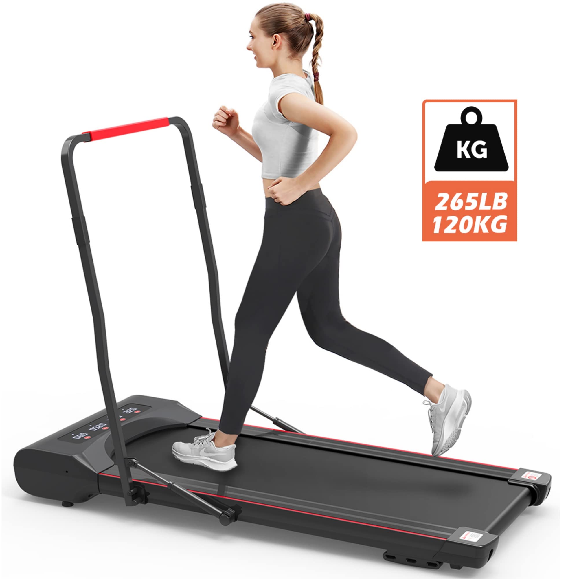Folding Treadmill with Remote Control and Handlebar Foldable, Under Desk Portable Treadmills with LED Display, 2.5HP Walking Jogging Machine Walking for Home, Apartment, Office