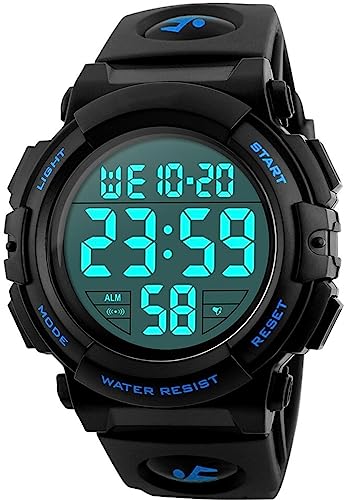 MJSCPHBJK Mens Digital Watch, Sports Military Watches Waterproof Outdoor Chronograph Watch for Men with LED Back Ligh/Alarm/Date