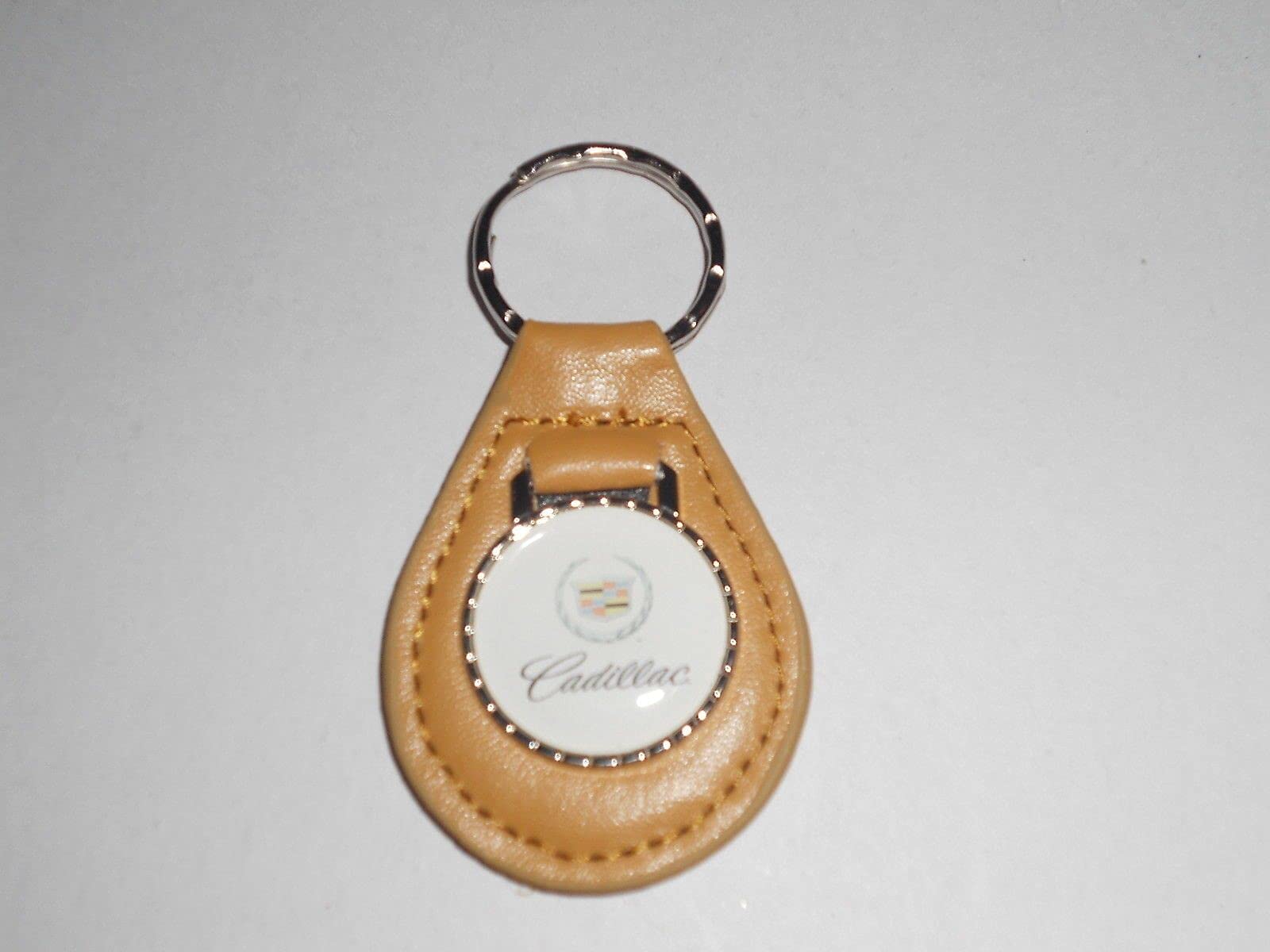 ELDORADO SEVILLE DEVILLE FLEETWOOD CALAIS ALLANTE LOGO LEATHER KEYCHAIN - CREAM