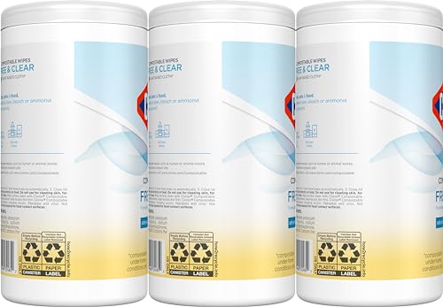 Clorox Compostable Cleaning Wipes - All Purpose Wipes - Household Essentials, Simply Lemon, 75 Count (Pack of 3)