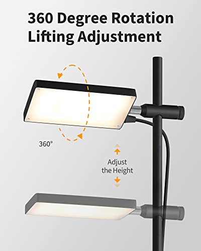 VISDANFO Modern Floor Lamp, 360 Degree Rotation Sky LED Floor lamp Office Lighting, Bright LED Standing Pole Light, Tall Lamps for Living Room,Bedroom,Reading,Study Room (Black)