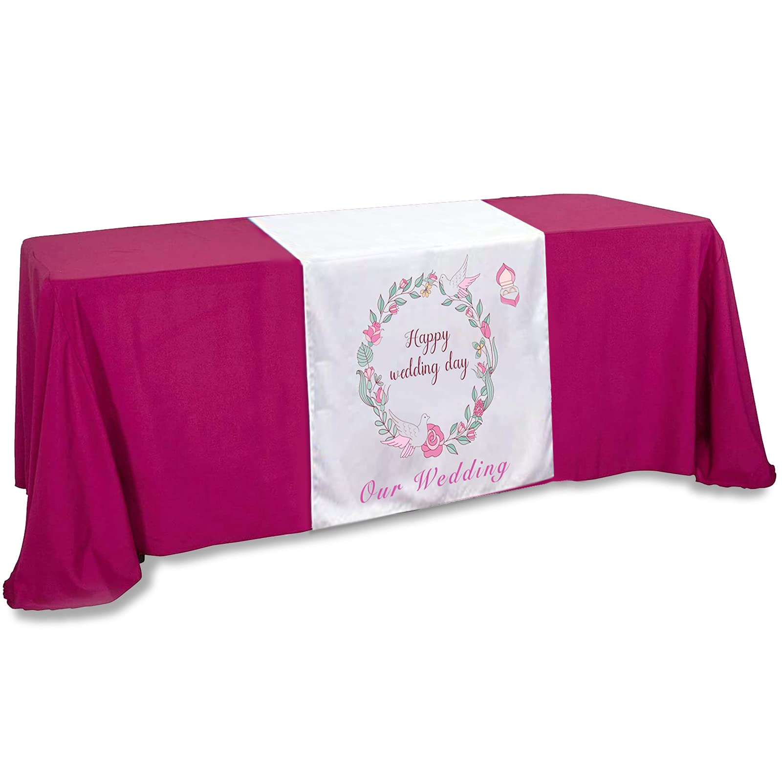 Custom Table Runner 36"x72"with Business Logo or Your Text Personalized Tablecloth Runners Customize with Logo for Birthday Wedding Anniversary Tradeshow Eventsā¦