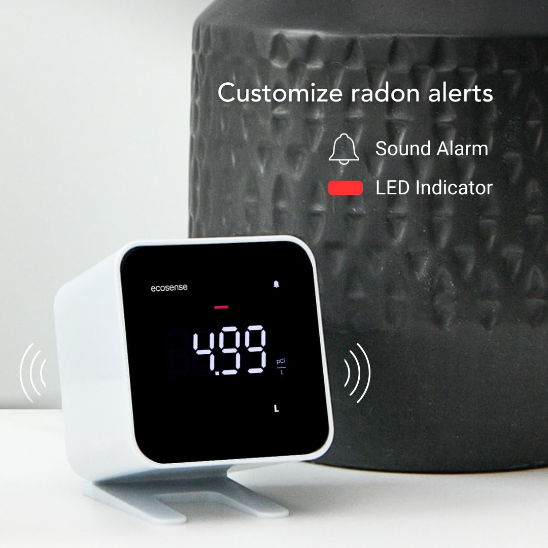 Ecosense EB100 EcoBlu, Home Radon Detector, Capture & Display Results Every 10 Minutes, Short & Long-Term Continuous Monitoring, Easy to Use