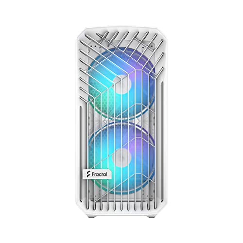 Fractal Design Torrent Compact RGB White - Clear Tint Tempered Glass Side Panel - Open Grille for Maximum air Intake - Two 180mm RGB PWM Fans Included - Type C - ATX Airflow Mid Tower PC Gaming Case