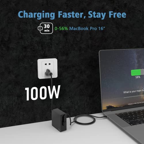 USB C Laptop Charger 100W Fast PD Type C AC Power Adapter for ASUS ROG Flow Z13 X13 Lenovo ACER HP MacBook Pro/Air and More, USB-C DC 5V-20V 3.0A-5.0A,Universal Chromebook/Gaming Laptop Power Supply