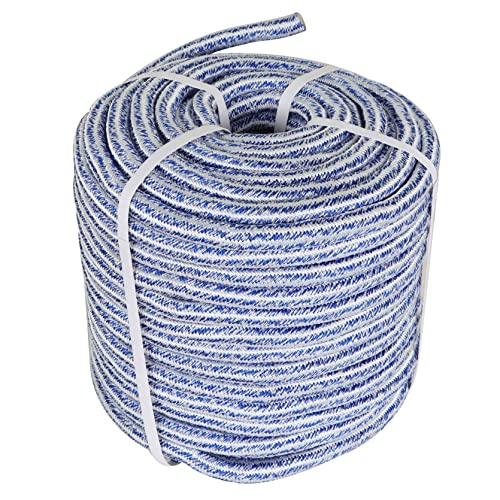 TINVHY 3/4 Inch x 200 Feet Double Braid Polyester Rope 20000Lbs Breaking Strength Strong Pulling Rope for Tree Work Camping Swings(Blue White)