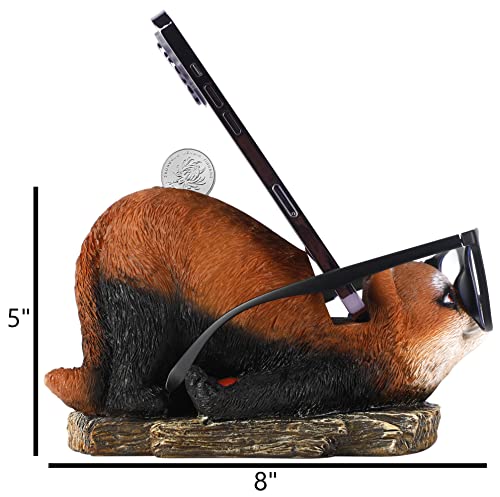 Rascally Red Panda Multi-Functional Desktop Organizer | Cell Phone Stand | Tablet Stand | Eyeglass Holder | Sunglass Holder | Piggy Bank | Desk Pet | Unique Gift