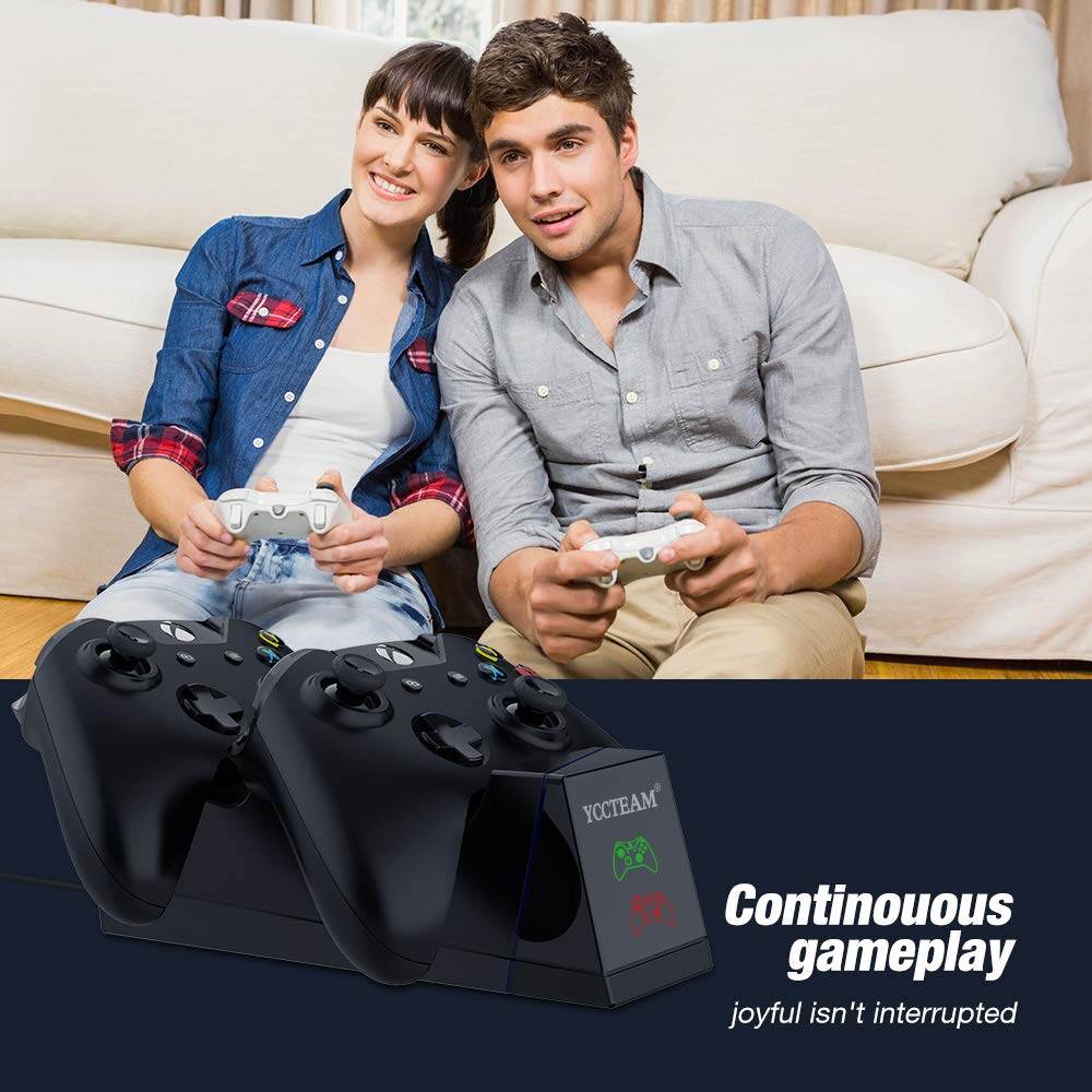Controller Charger Station for Xbox One, One X/One S Controller, Y Team Dual Dual Controller Charging Dock Kits with 2 x 1200mAh Rechargeable Battery Packs