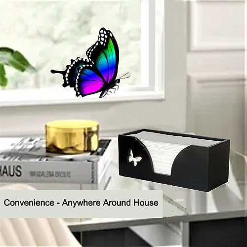 Countertop Paper Towel Dispenser with Engraved Butterfly in Black Bamboo β Compatible with C Fold, Multifold, Trifold & Z Fold Hand Napkins Folded Size 10.5" x 4.0" Or Smaller (Black)