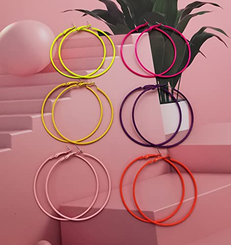 FINZOR 15 Pairs 80s Classic Big Earrings 90s Retro Neon Earrings Party Dangle Earrings Accessories for Women