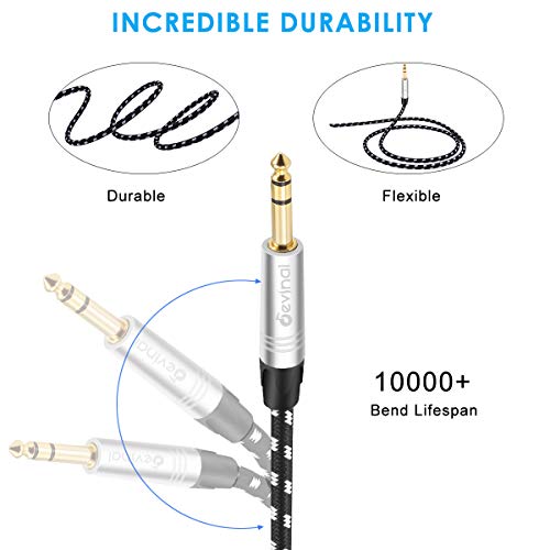 Devinal XLR Male to 1/4" inch TRS Interconnect Cable, Nylon Braided Quarter inch Stereo to XLR Balanced Cord, 6.35mm Jack to Male Patch Lead 6.6 FT