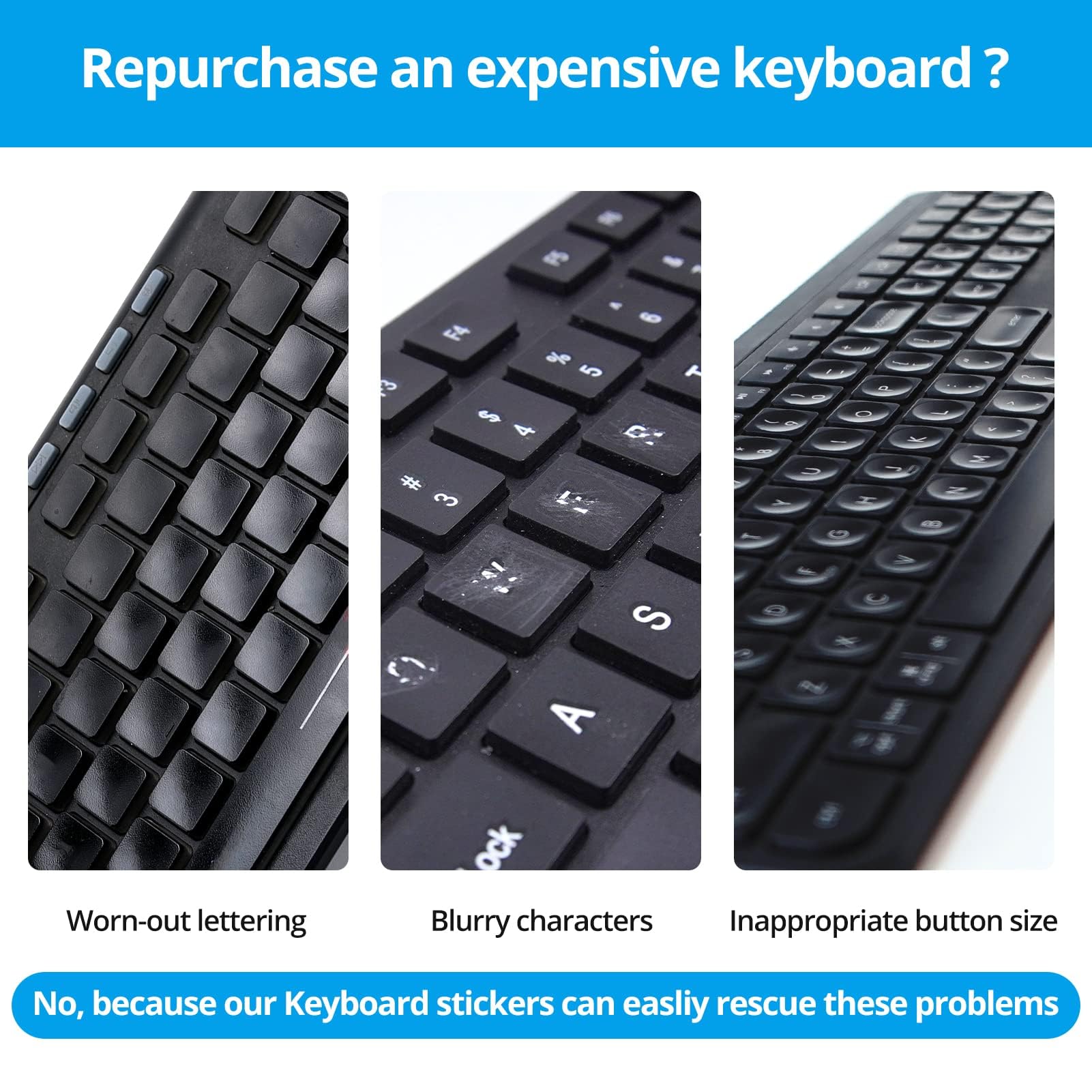 English Keyboard Stickers[5 in 1],Replacement English Keyboard Sticker with White Font on Black Background Universal for Laptop Desktop Computer,Matte English Keyboard Alphabet Sticker