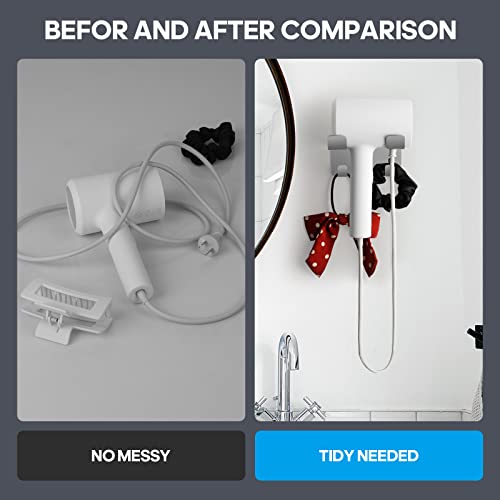 WONZON Hair Dryer Holder Wall Mount Blow Dryer Hanger Stand Rack Countertop Hair Dryer Bracket Hair Tool Organizer Storage(Silver)